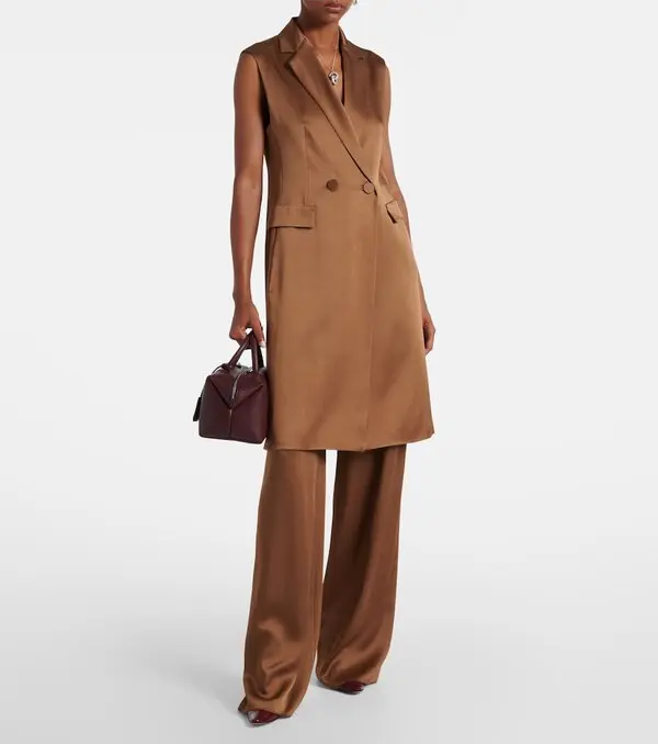 Max Mara Afgano Belted Satin Jacket - Brown