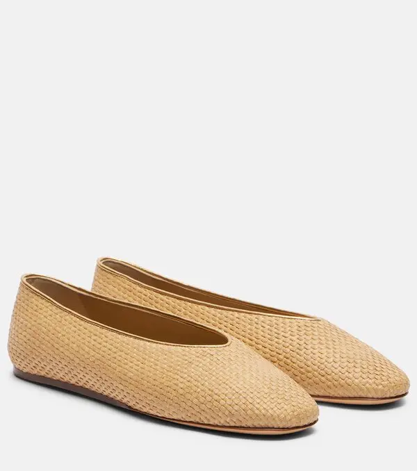 Le Monde Beryl Regency Raffia Ballet Flats - Brown