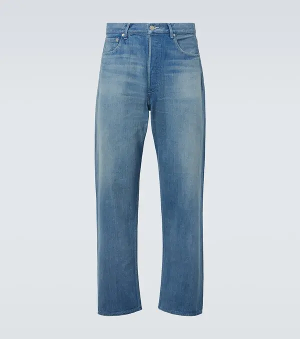 Auralee Faded Mid-rise Straight Jeans
