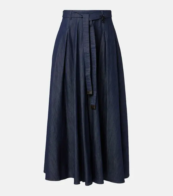 Buy Max Mara Amanda Chambray Maxi Skirt - Blue At 20% Off
