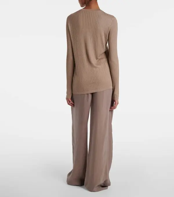 THE ROW Keya Ribbed-knit Top - Beige