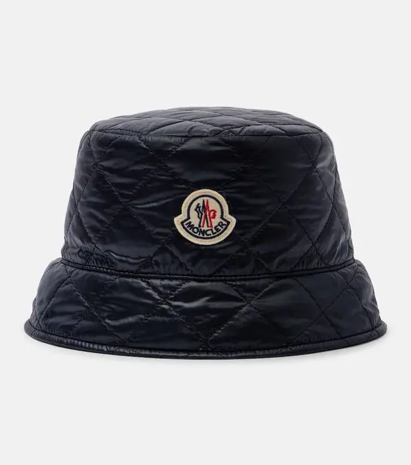 Moncler Logo Quilted Bucket Hat - Blue