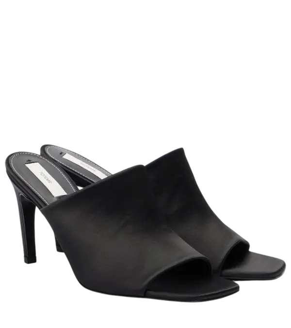 TOTEME 85 Satin Mules - Black