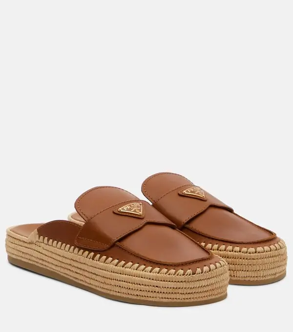 Prada Leather Espadrille Mules