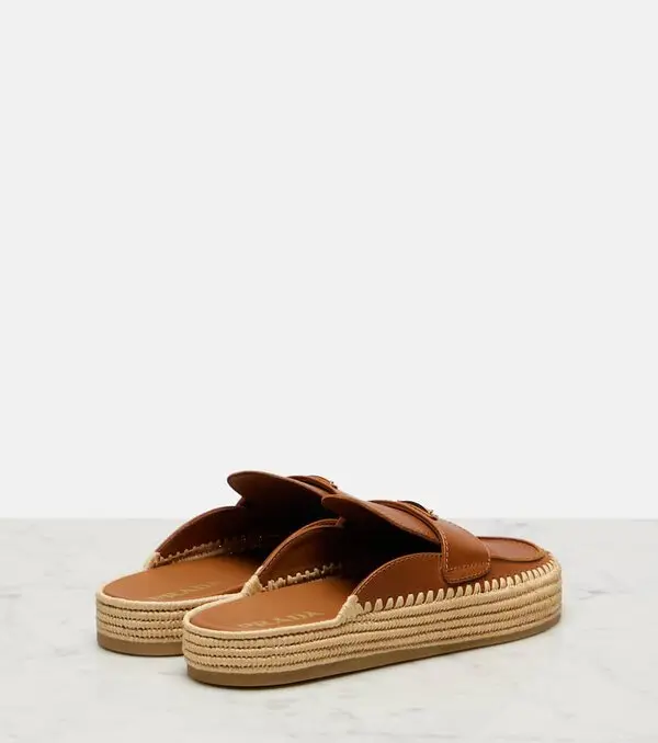 Prada Leather Espadrille Mules