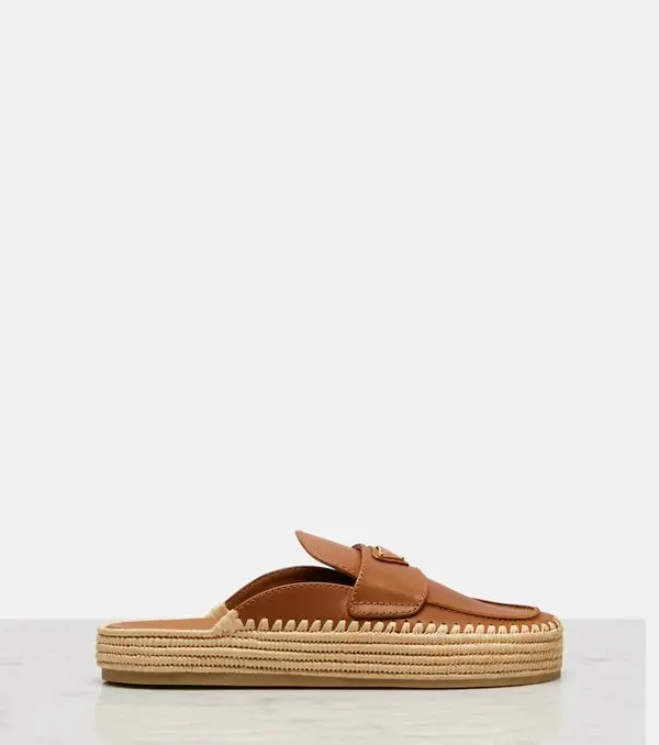 Prada Leather Espadrille Mules