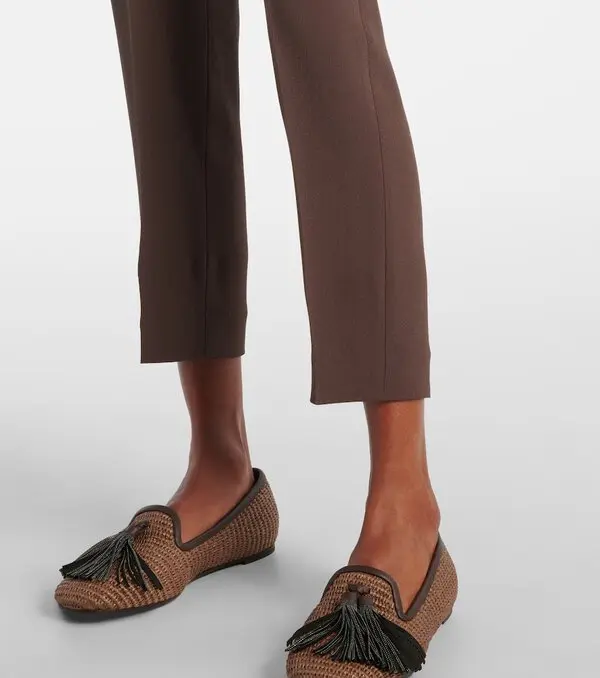 Brunello Cucinelli Cropped Crêpe Slim Pants - Brown