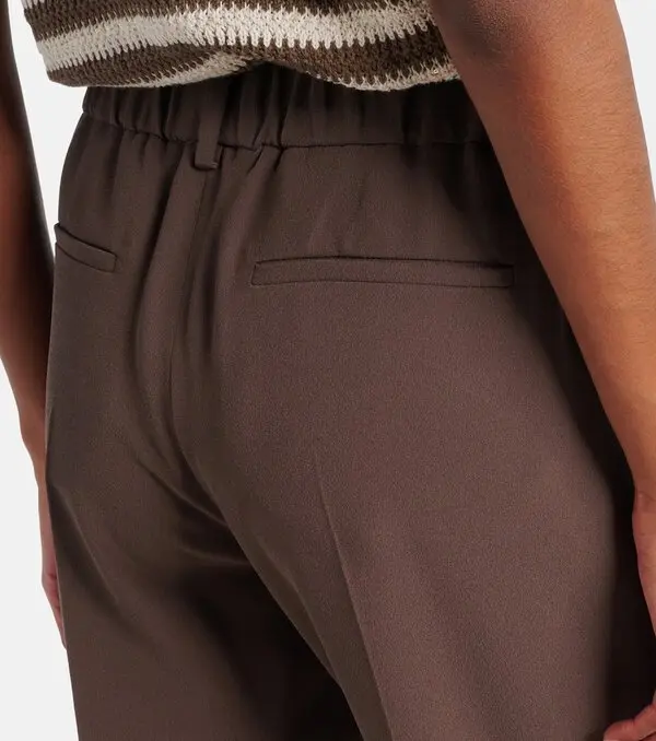Brunello Cucinelli Cropped Crêpe Slim Pants - Brown