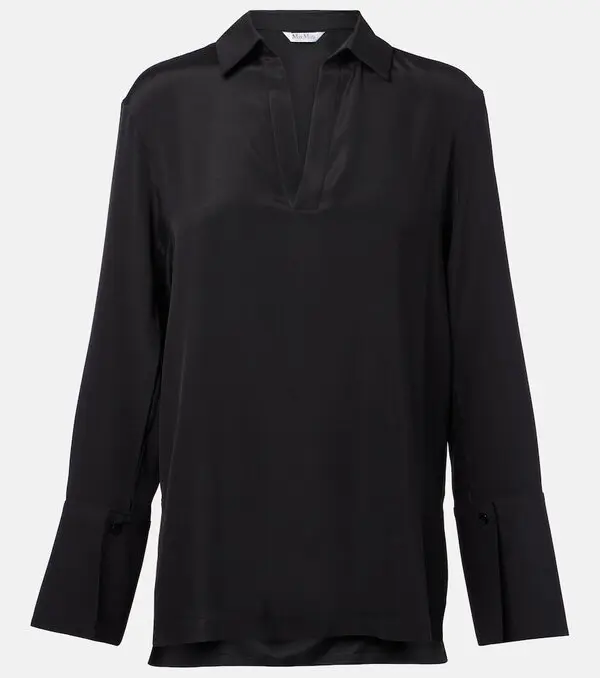 Max Mara Dover Silk-blend Cady Blouse - Black