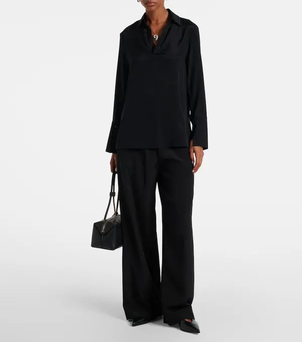 Max Mara Dover Silk-blend Cady Blouse - Black