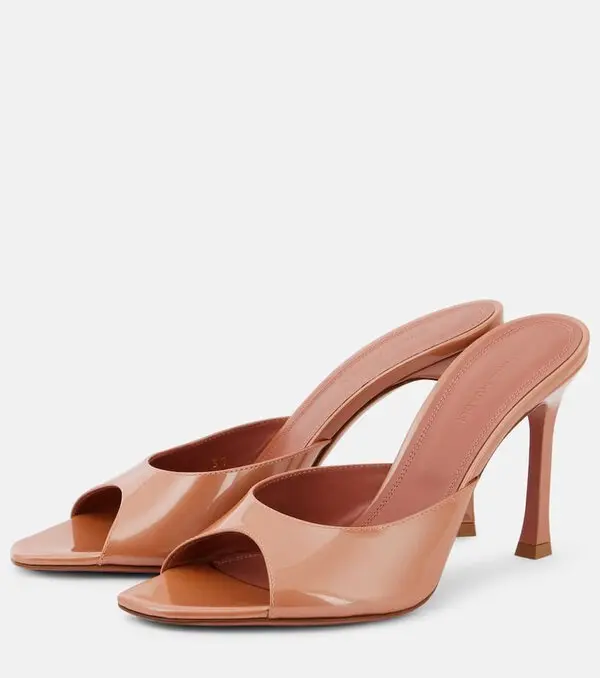 Amina Muaddi Alexa 95 Patent Leather Mules