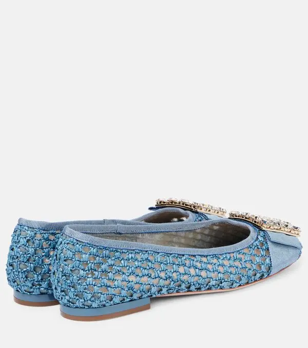 ROGER VIVIER Tres Vivier Embellished Ballet Flats - Blue