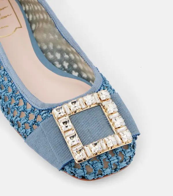ROGER VIVIER Tres Vivier Embellished Ballet Flats - Blue