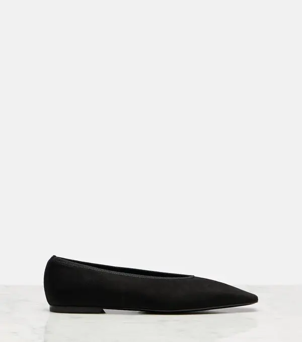 TOTEME Suede Ballet Flats - Black