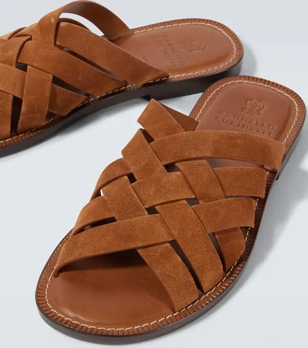 Brunello Cucinelli Woven Suede Sandals
