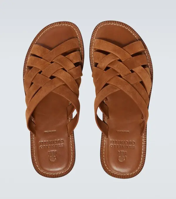 Brunello Cucinelli Woven Suede Sandals