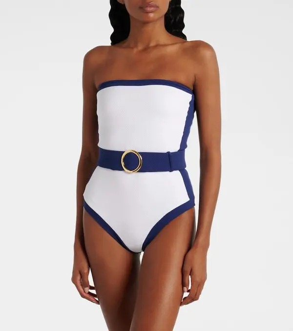 ALEXANDRA MIRO Whitney Belted Swimsuit - Blue