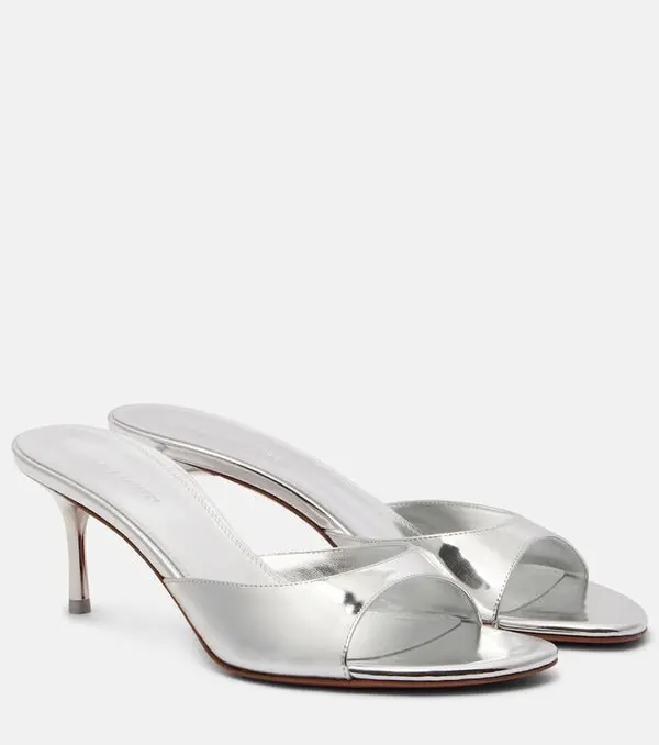 Amina Muaddi Jeanne 60 Mirrored Leather Mules