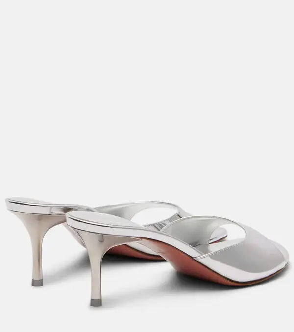 Amina Muaddi Jeanne 60 Mirrored Leather Mules
