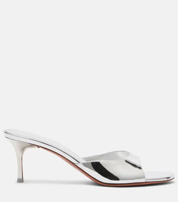 Amina Muaddi Jeanne 60 Mirrored Leather Mules