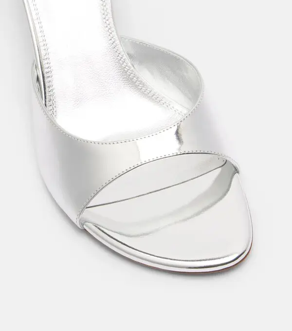 Amina Muaddi Jeanne 60 Mirrored Leather Mules