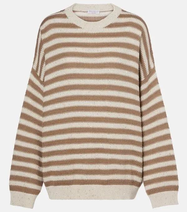 Brunello Cucinelli Striped Cotton-blend Sweater