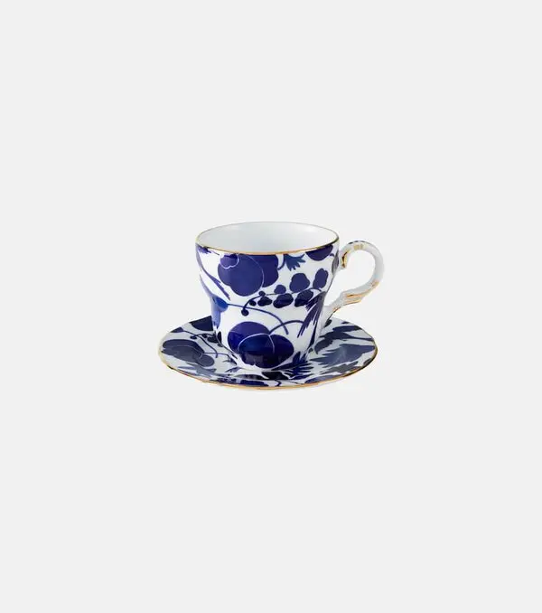 La DoubleJ Mama Wildbird Blu Porcelain Teacup And Saucer Set - Blue