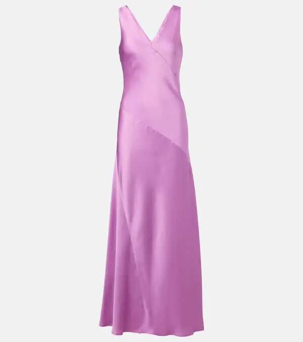 Max Mara Pilly Paneled Satin Slip Dress - Pink