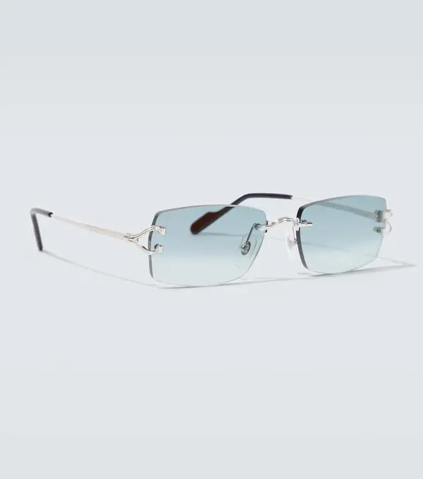 Cartier Signature C De Rectangular Sunglasses - Silver