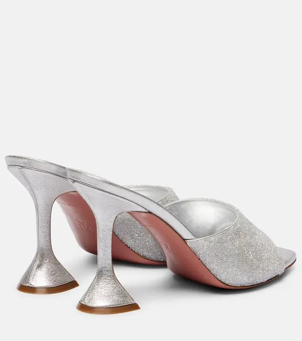 Amina Muaddi Lupita 95 Embellished Leather Mules - Silver