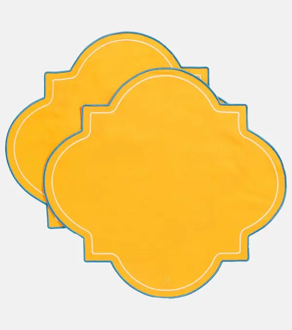 La DoubleJ Medallion Set Of 2 Canvas Placemats - Yellow