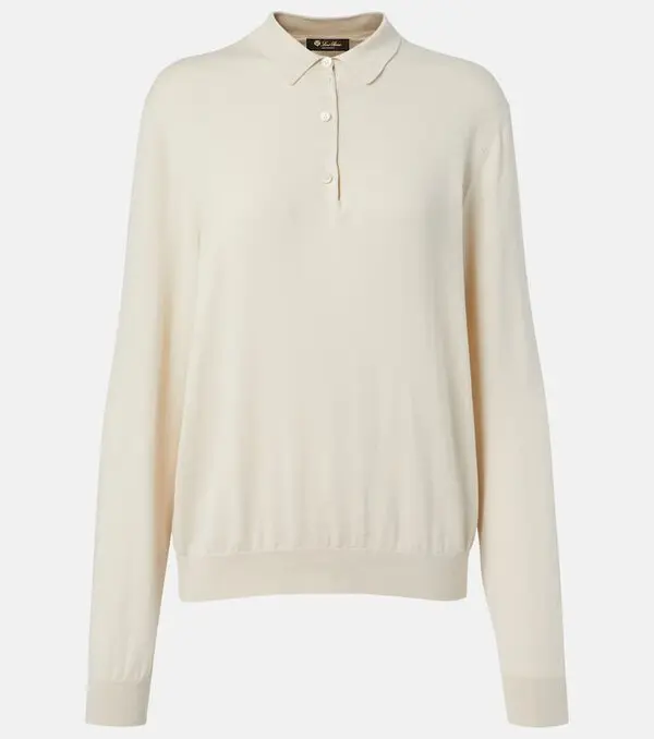 Loro Piana Ice Wish Knitted Cotton Polo Shirt - White