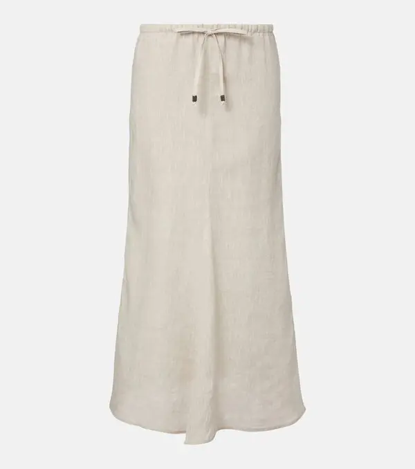Brunello Cucinelli Monili Linen Maxi Skirt