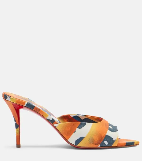 CHRISTIAN LOUBOUTIN Miss Z 80 Coated Canvas Mules - Multicoloured