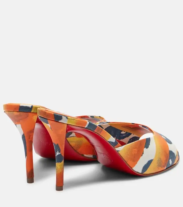 CHRISTIAN LOUBOUTIN Miss Z 80 Coated Canvas Mules - Multicoloured