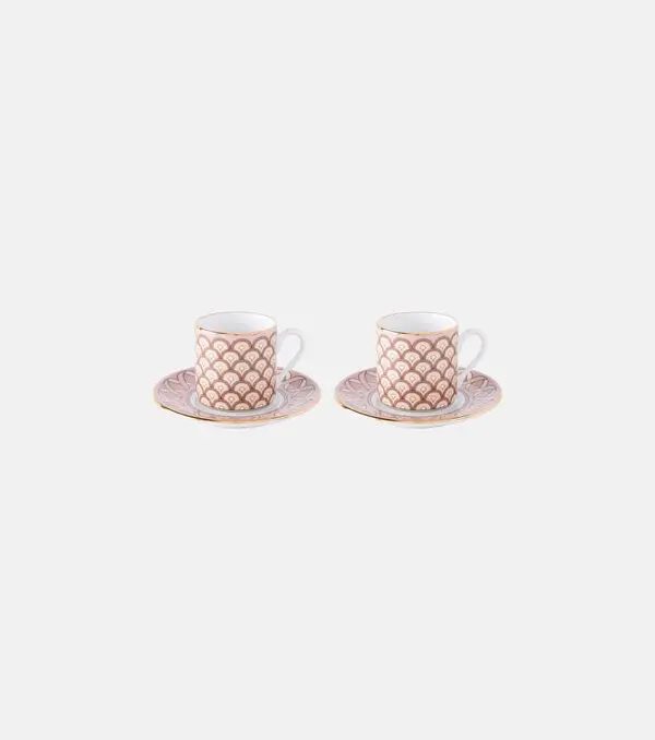 La DoubleJ Impero Set Of 2 Espresso Cups And Saucers - Multicoloured