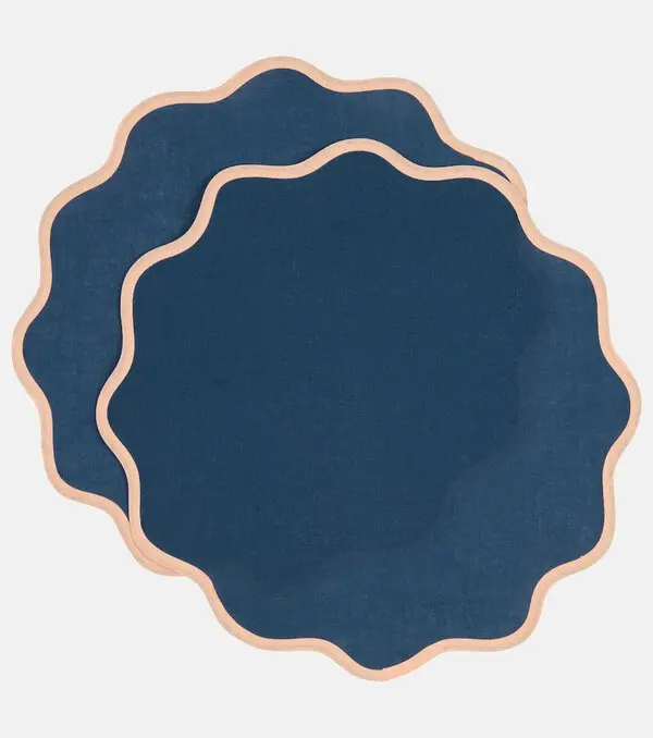 La DoubleJ Cloud Set Of 2 Linen Placemats - Blue