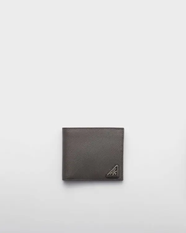 Prada Saffiano Leather Wallet With Coin Purse - Smoky Gray