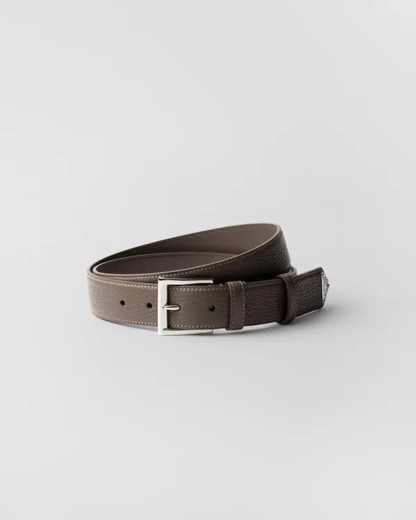 Prada Leather Belt - Bamboo Gray