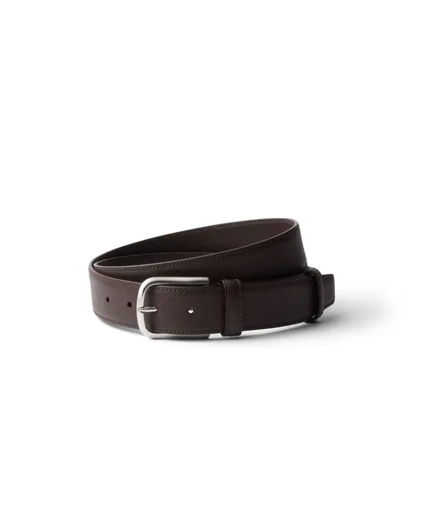 Prada Saffiano Leather Belt - Brown