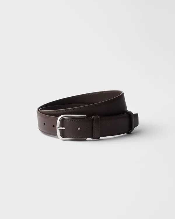 Prada Saffiano Leather Belt - Coffee