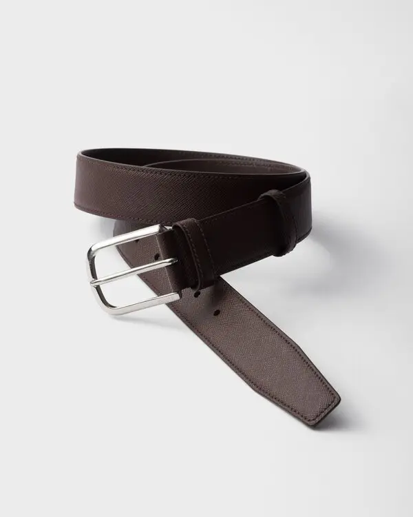 Prada Saffiano Leather Belt - Coffee