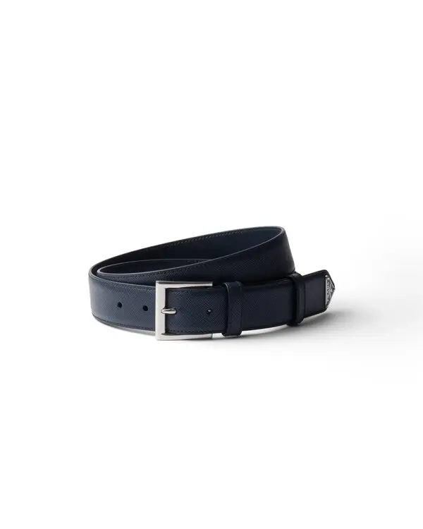 Prada Saffiano Leather Belt - Blue