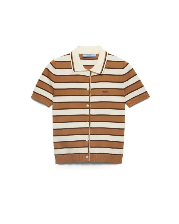Prada Striped Cotton Cardigan - Brown