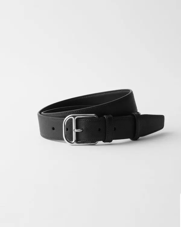 Prada Saffiano Leather Belt - Black