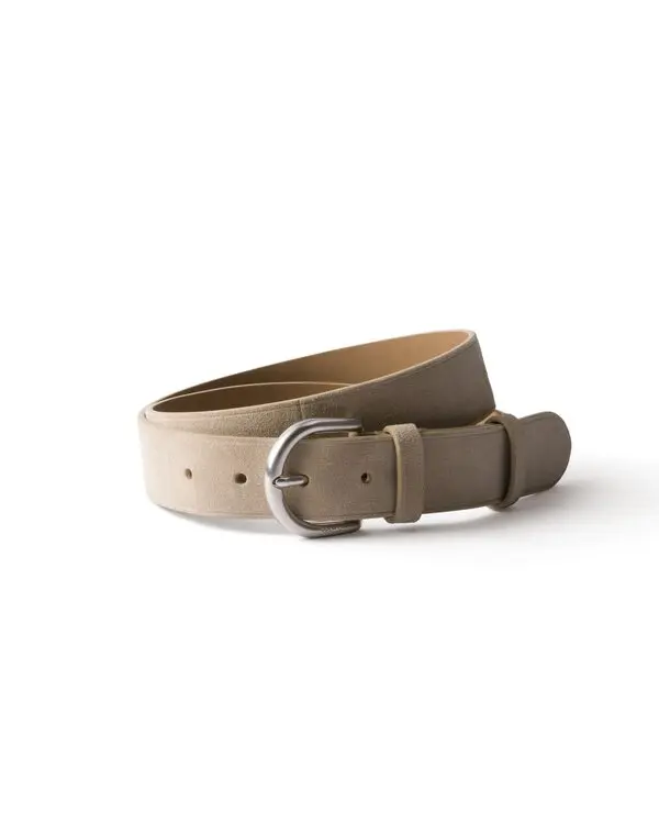 Prada Suede Belt - Neutral