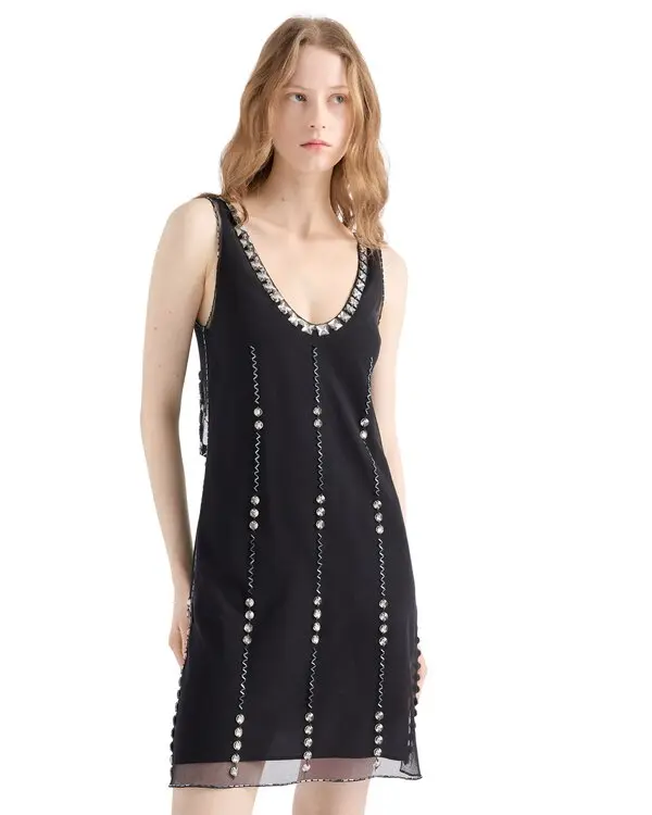 Prada Embroidered Tulle Mini-dress