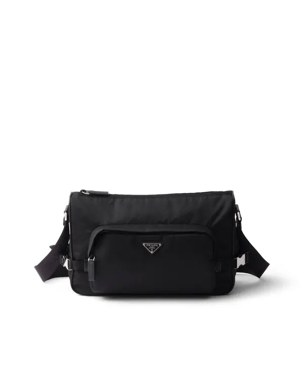 Prada Re-nylon And Saffiano Leather Shoulder Bag - Black