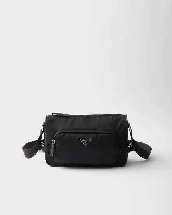 Prada Medium Re-nylon And Saffiano Leather Shoulder Bag - Black