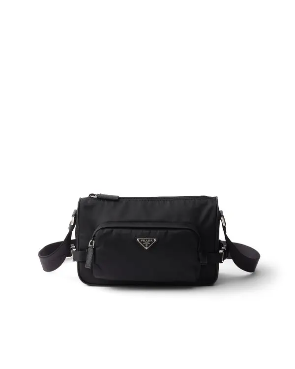 Prada Re-nylon And Saffiano Leather Shoulder Bag - Black